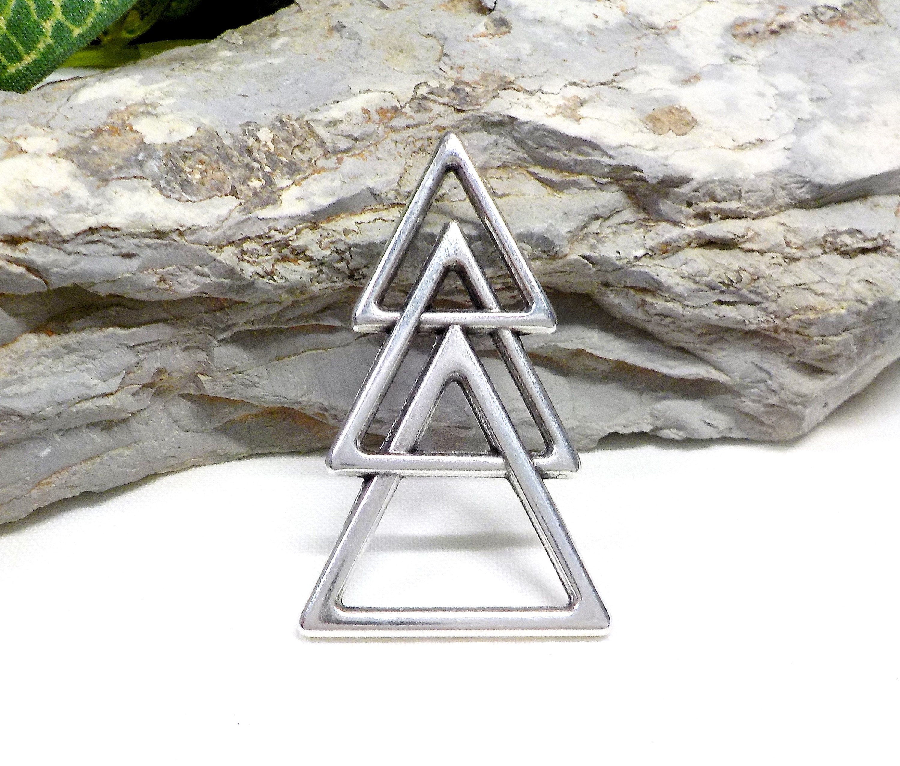 Silver Plated Triangle Pendant Geometric Pendant Earring | Etsy