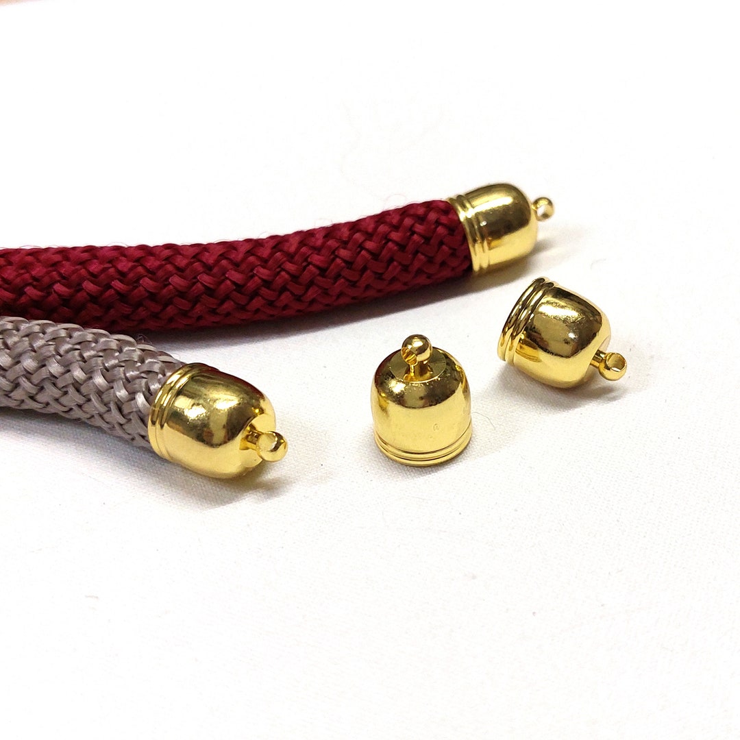 Gold End Caps for 10mm Round Cord, Brass End Caps, Cord Terminals, 10mm ...