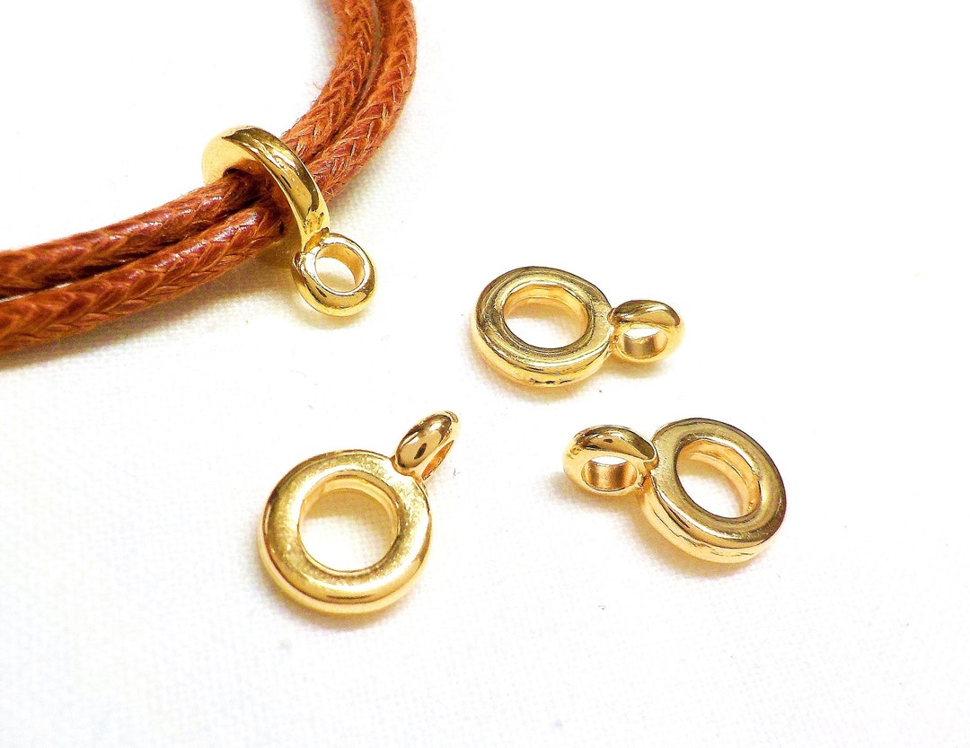 24K Gold Plated Bail Beads, Bail Charm Holder Spacer With Loop, Tube ...