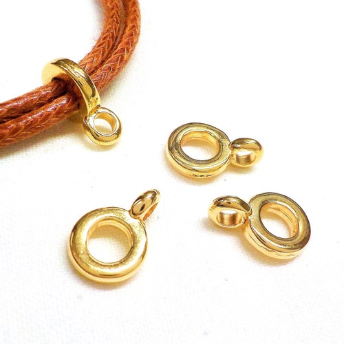 Gold Bail Beads Bail Charm Holder Spacer With Loop Cord - Etsy
