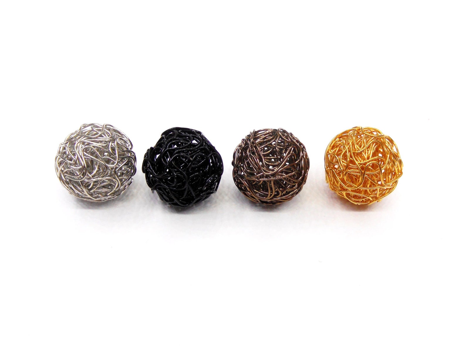 22K Gold Plated Steel Wire Beads, Wire Ball Beads, Wire Mesh Beads ...