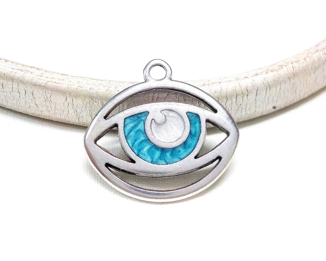 Silver Plated With Enamel Evil Eye Pendant, Good Luck Pendant, Eye ...