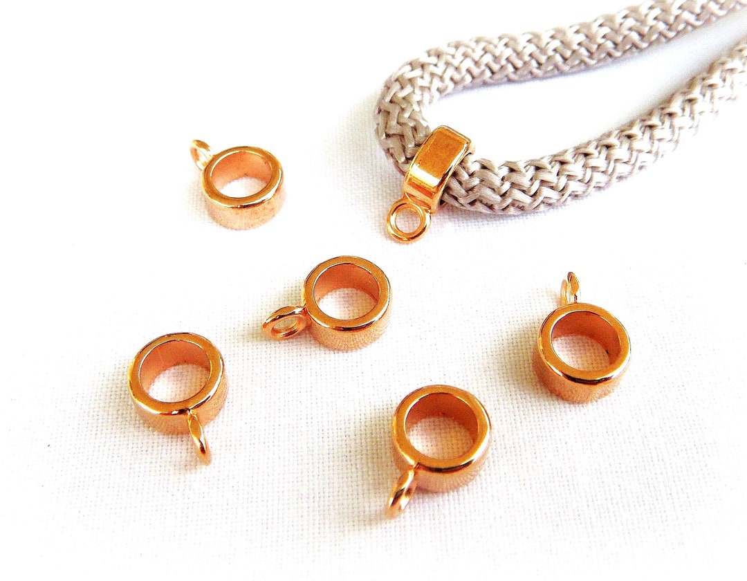 24K Rose Gold Plated Bail Beads, Bail Charm Holder Spacer With Loop ...