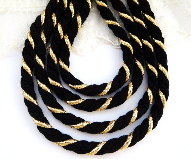 Cotton Twisted Cord Black Wrapped Cord With Gold Metallic - Etsy