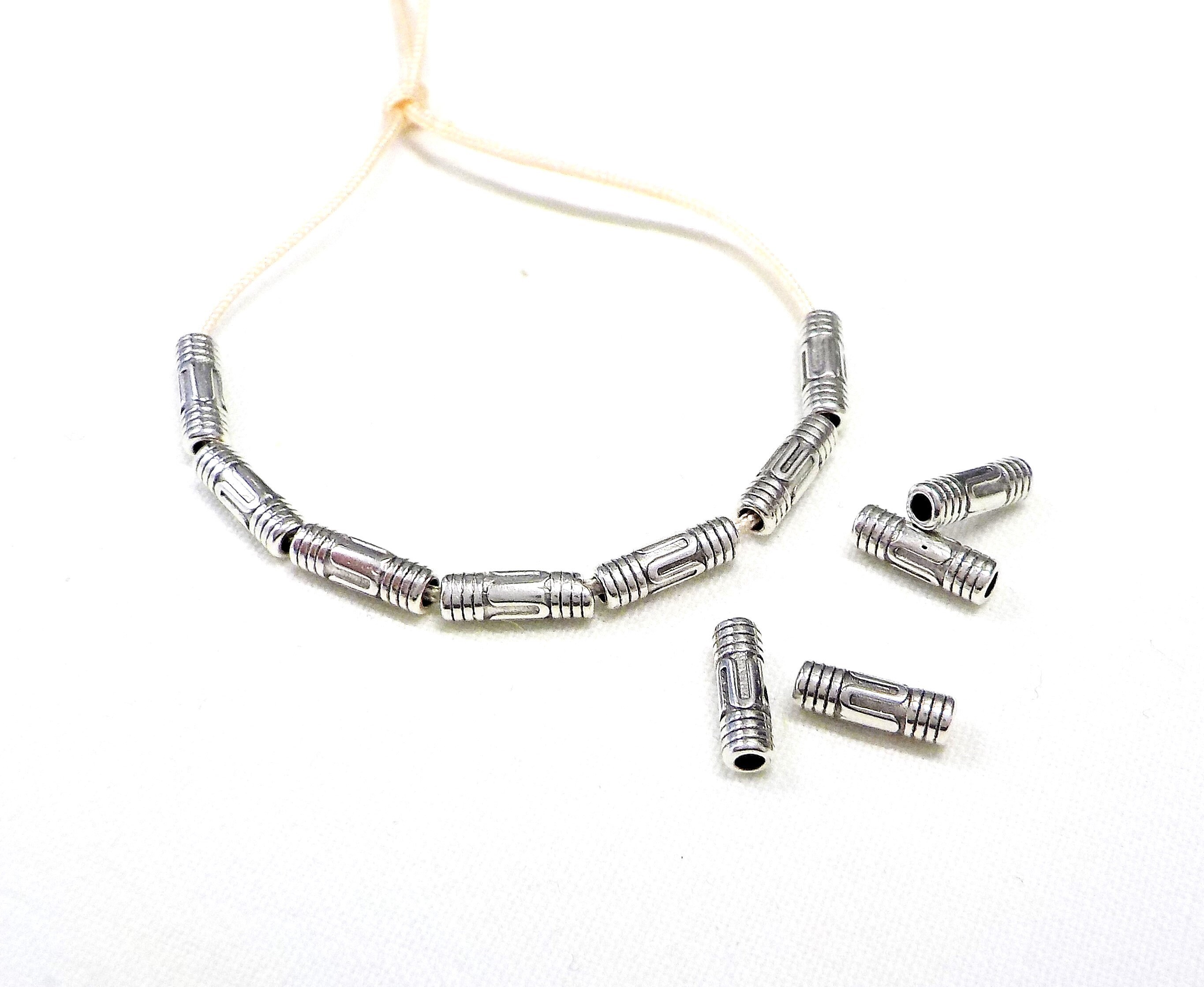 Silver Plated Tubes, Ethnic Beads, Small Spacer Beads, Silver Metal ...