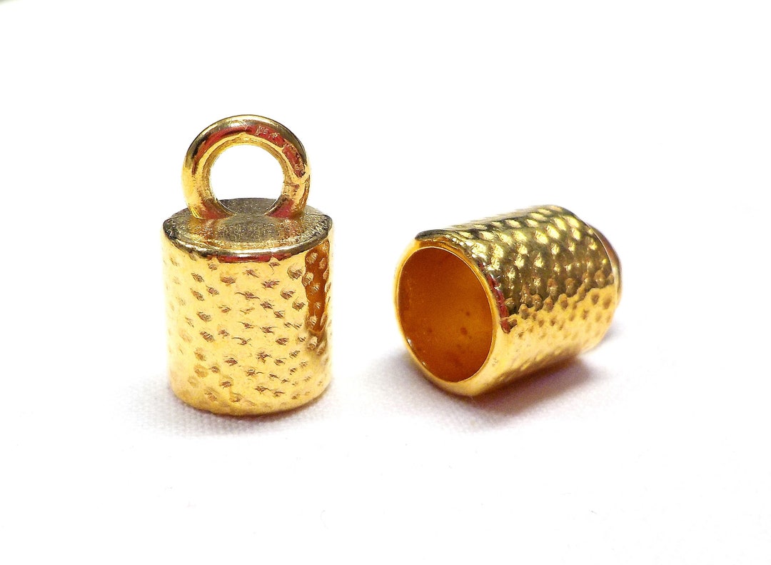 Gold Plated End Caps for Round Cord 8mm, Perfect for Kumihimo, Hammered ...