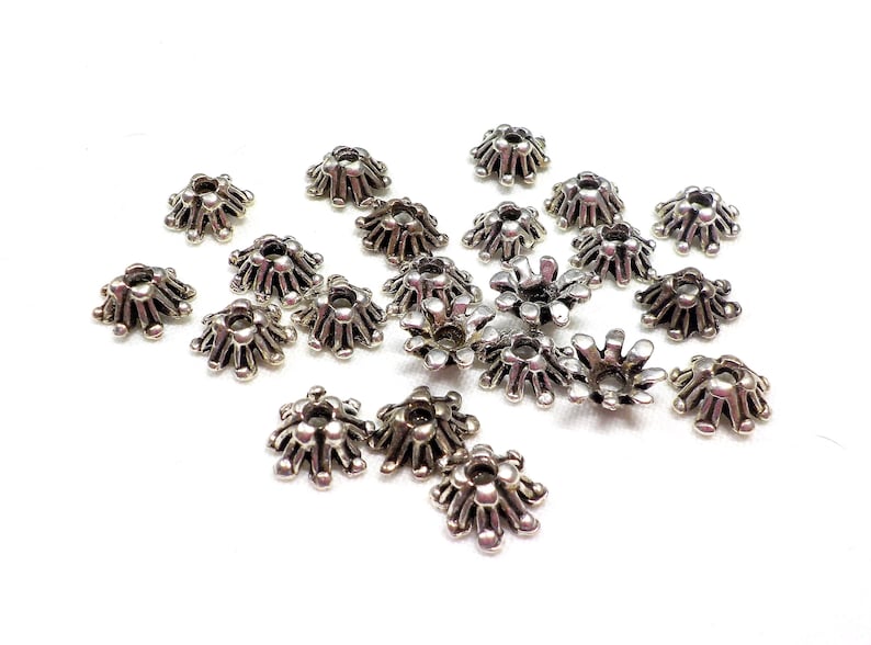 Silver Plated Bead Caps Bead Ends Metal Casting Charm | Etsy