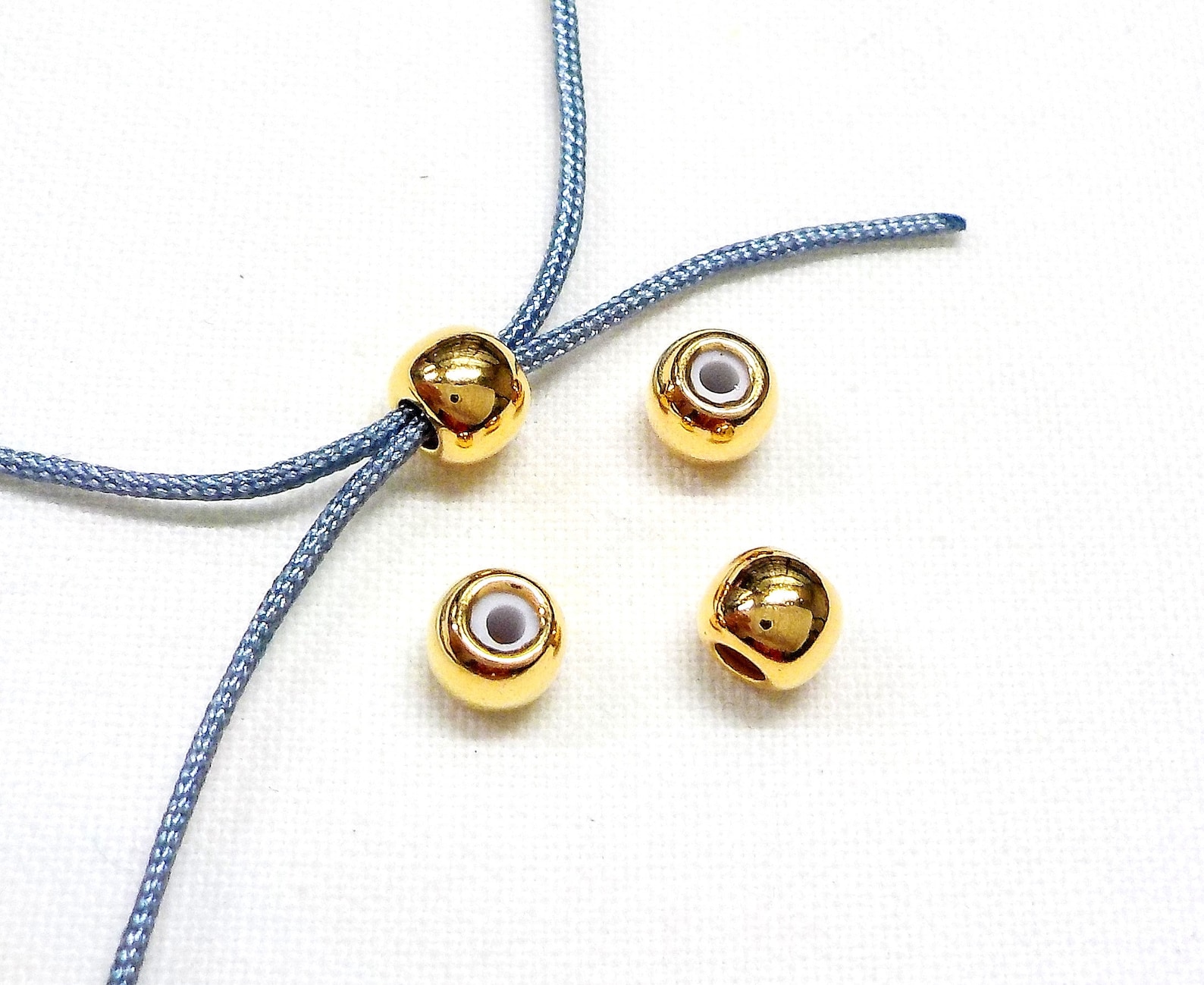 Gold Stopper Beads With Rubber Tube, Slider Stopper Beads, Smart Bead ...