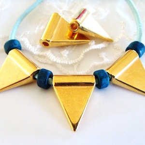 Gold Plated Triangle Bead, Geometric Triangle Pendant, Focal Bead ...