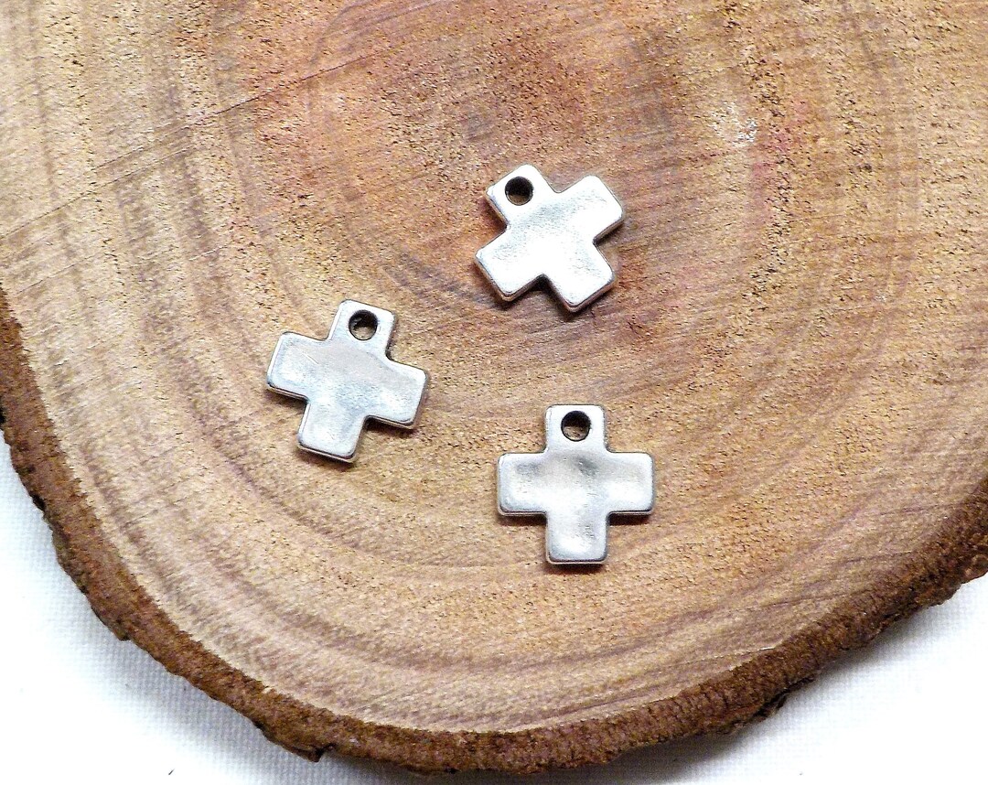 Silver Plated Cross Charm, Small Silver Cross, Delicate Cross Charm ...