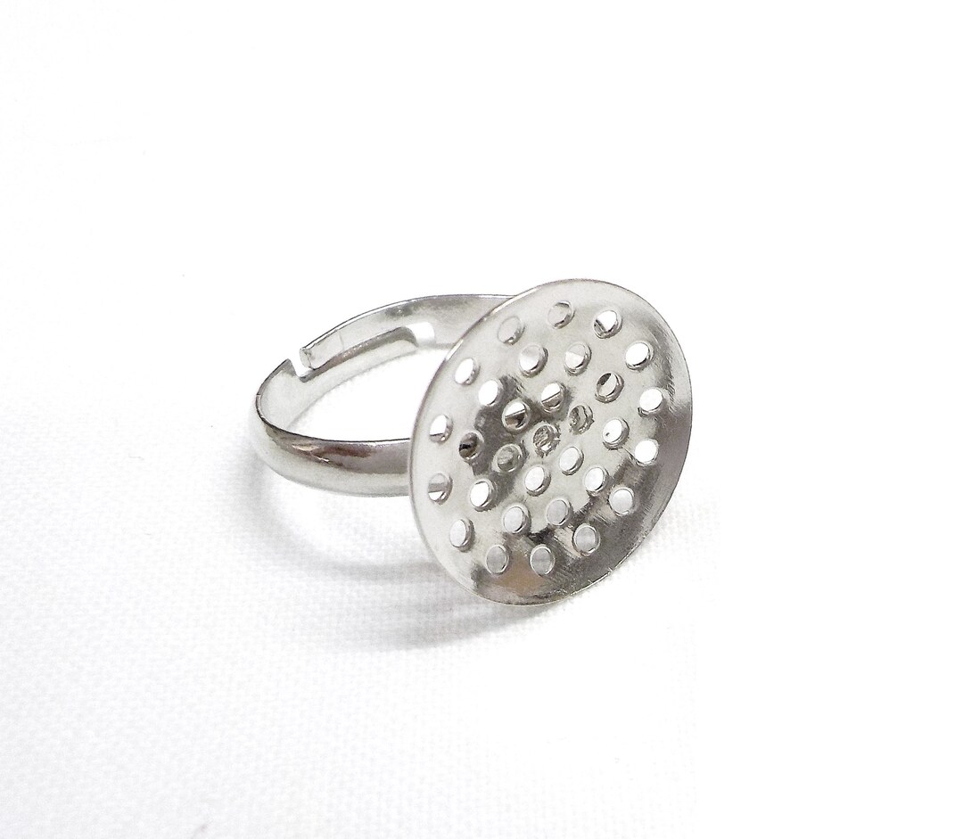 Ring Base, Silvertone Adjustable Finger Ring, Steel Ring Sewing Disc ...
