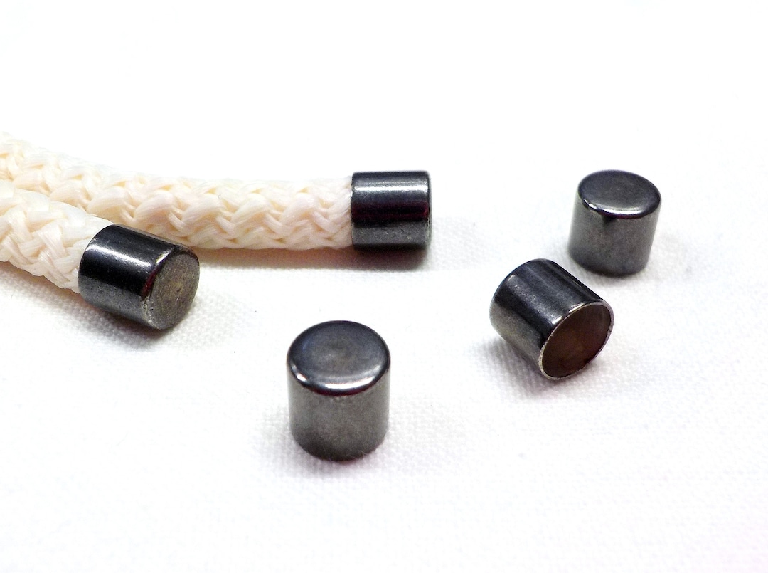 Gun Metal Flat Head End Caps Without Loop and Hole for 5mm Round Cord ...