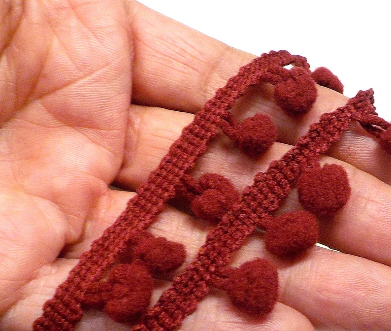 Dark Red Pom Pom Lace Braid Trim Sewing Bobble Pompom Fringe - Etsy
