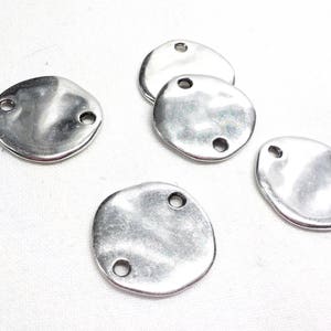 Silver Round Disc Connector, Silver Charm Pendant Connector Link ...