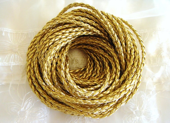 Gold Braided Eco Leather Cord Faux leather 3mm Cord Sold in | Etsy