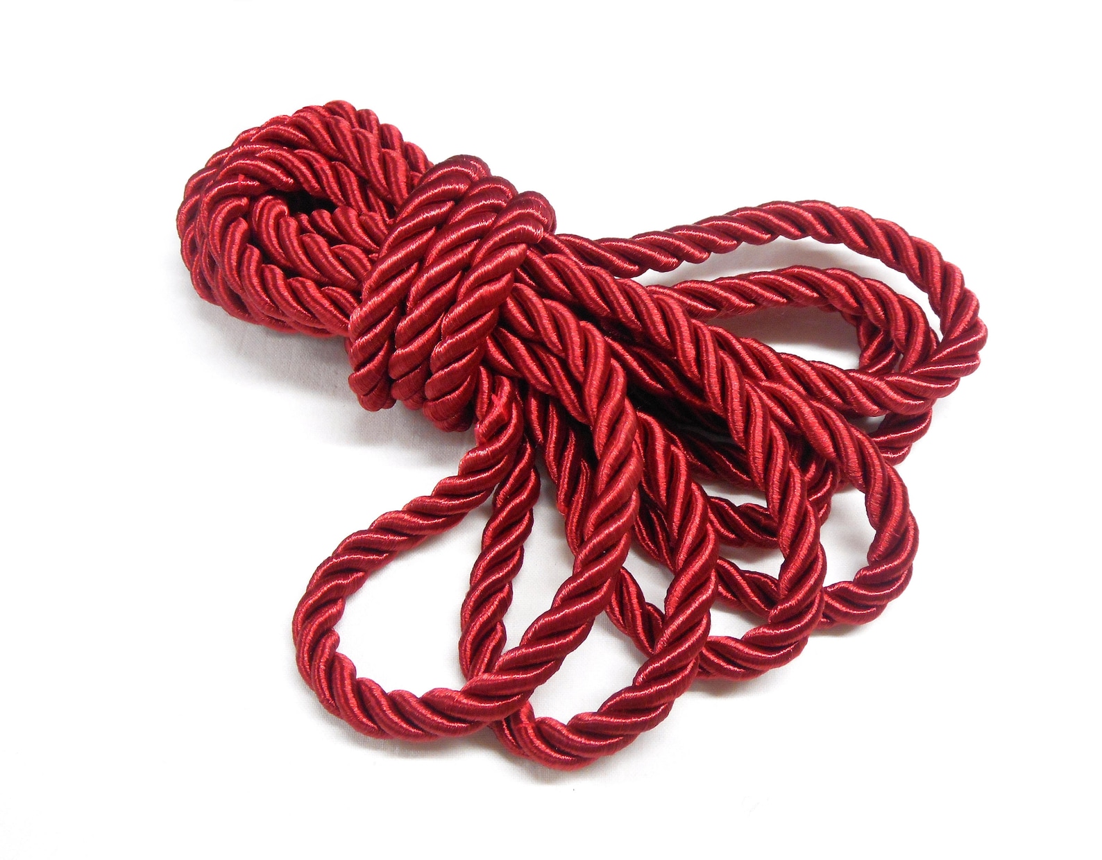 Dark Red Satin Twisted Cord, Wrapped Thread Cord, 9mm Rope Cord- 1 Yard ...