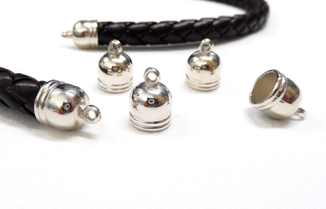 CCB End Caps for 7mm Round Cord Silver tone Ends UV Plated | Etsy