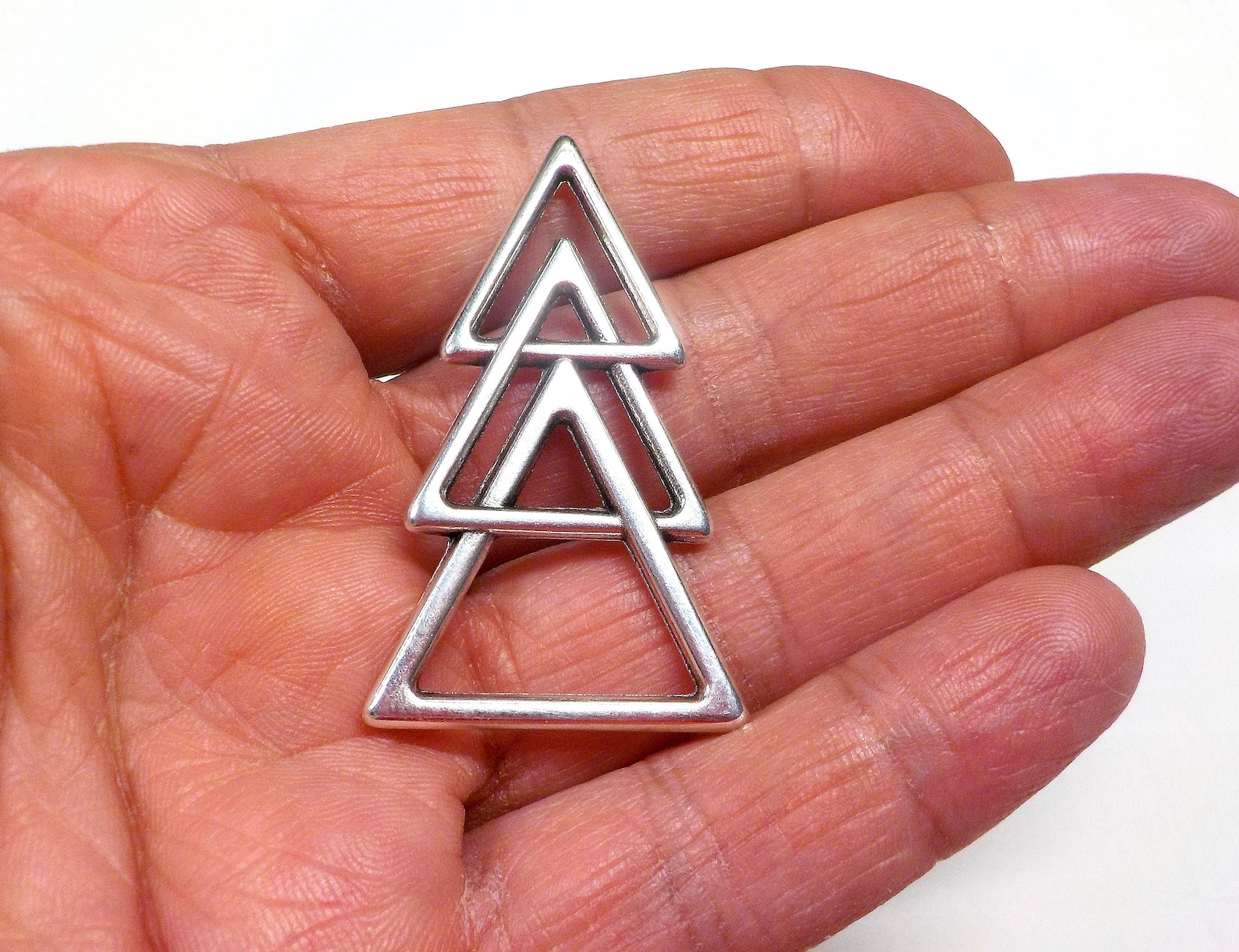 Silver Plated Triangle Pendant Geometric Pendant Earring | Etsy