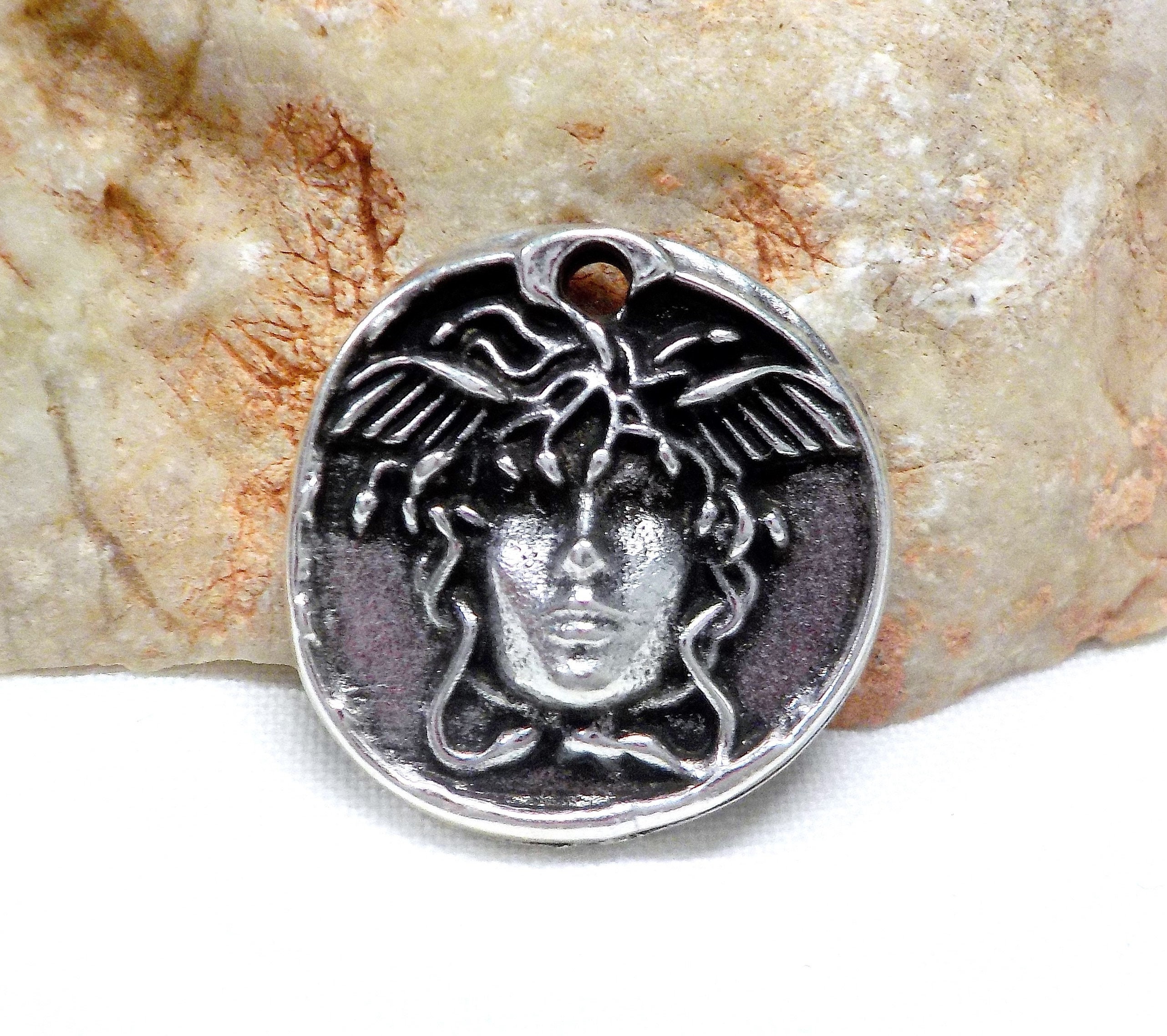 Silver Plated Medusa Pendant Round Medusa Coin Ancient Greek - Etsy Ireland