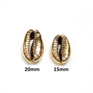 Gold Plated Natural Sea Shell, Back Cut Cowrie Shell Beads, Gold ...