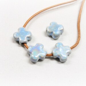 Blue Ceramic Cross Bead, Greek Enameled Ceramic Slider, Ceramic Cross ...