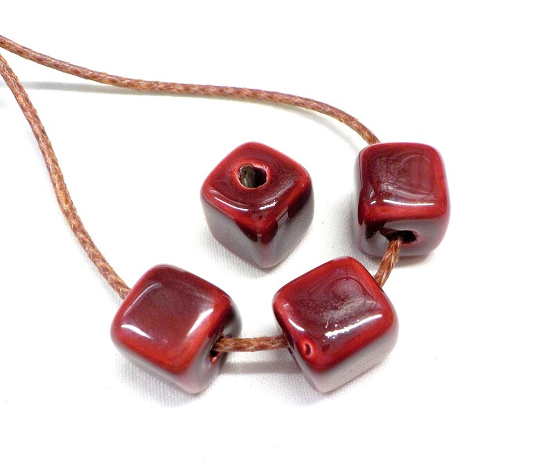 Bordeaux Dark Red Ceramic Cube Handmade Enameled Ceramic - Etsy