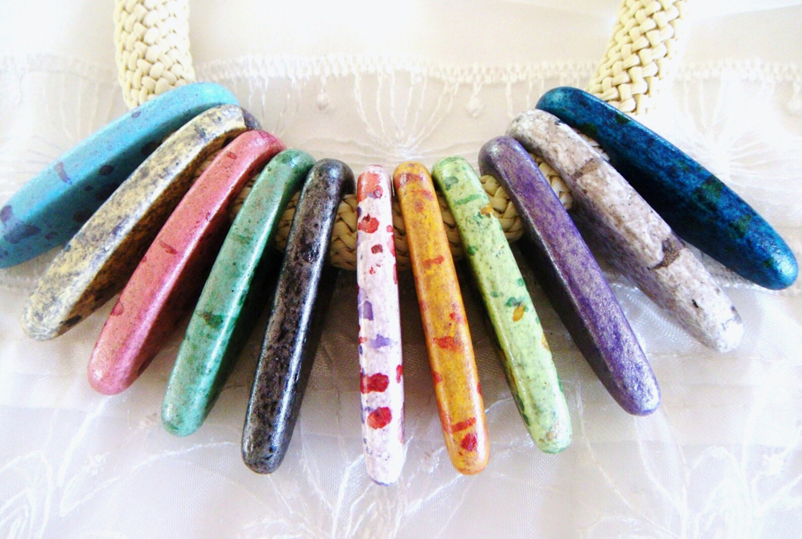 Orange Greek Ceramic Tooth Bead Skinny Spike Pendant Colored - Etsy