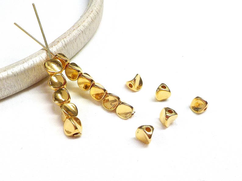 Gold Plated Irregular Metal Beads Gold Spacer Tube Beads - Etsy