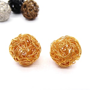 22K Gold Plated Steel Wire Beads, Wire Ball Beads, Wire Mesh Beads ...