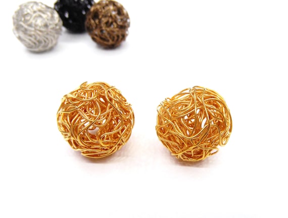 22K Gold Plated Steel Wire Beads Wire Ball Beads Wire Mesh | Etsy