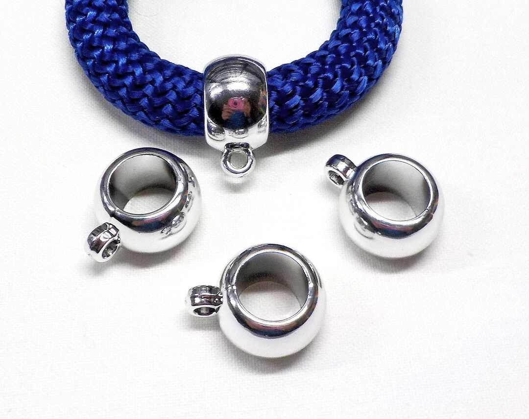 CCB Silver Bail Beads, Bail Charm Holder Spacer With Loop, Tube Bails ...