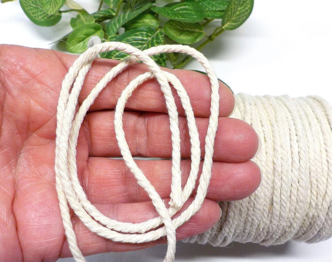 3mm Natural Macrame Cotton Rope, 3-strand Twisted 100% Recycled Cotton ...