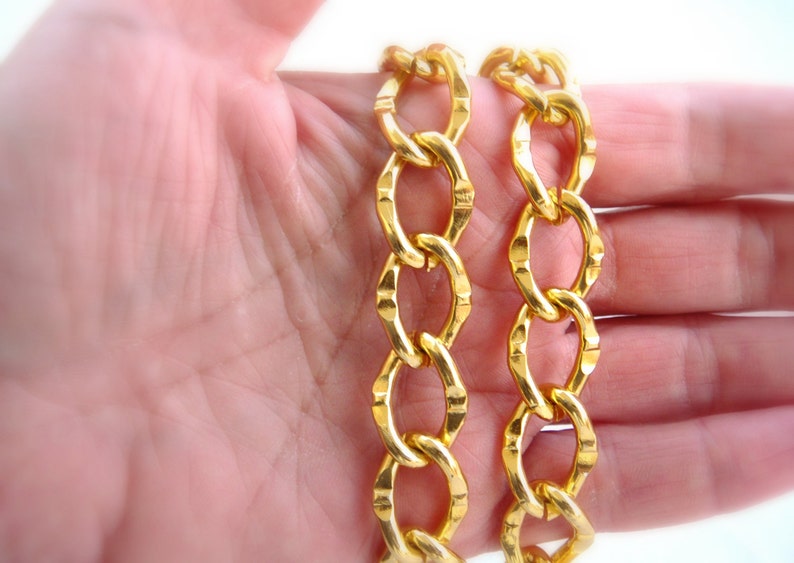 Gold Plated Large Chunky Twisted Diamond Link Chain Aluminum - Etsy