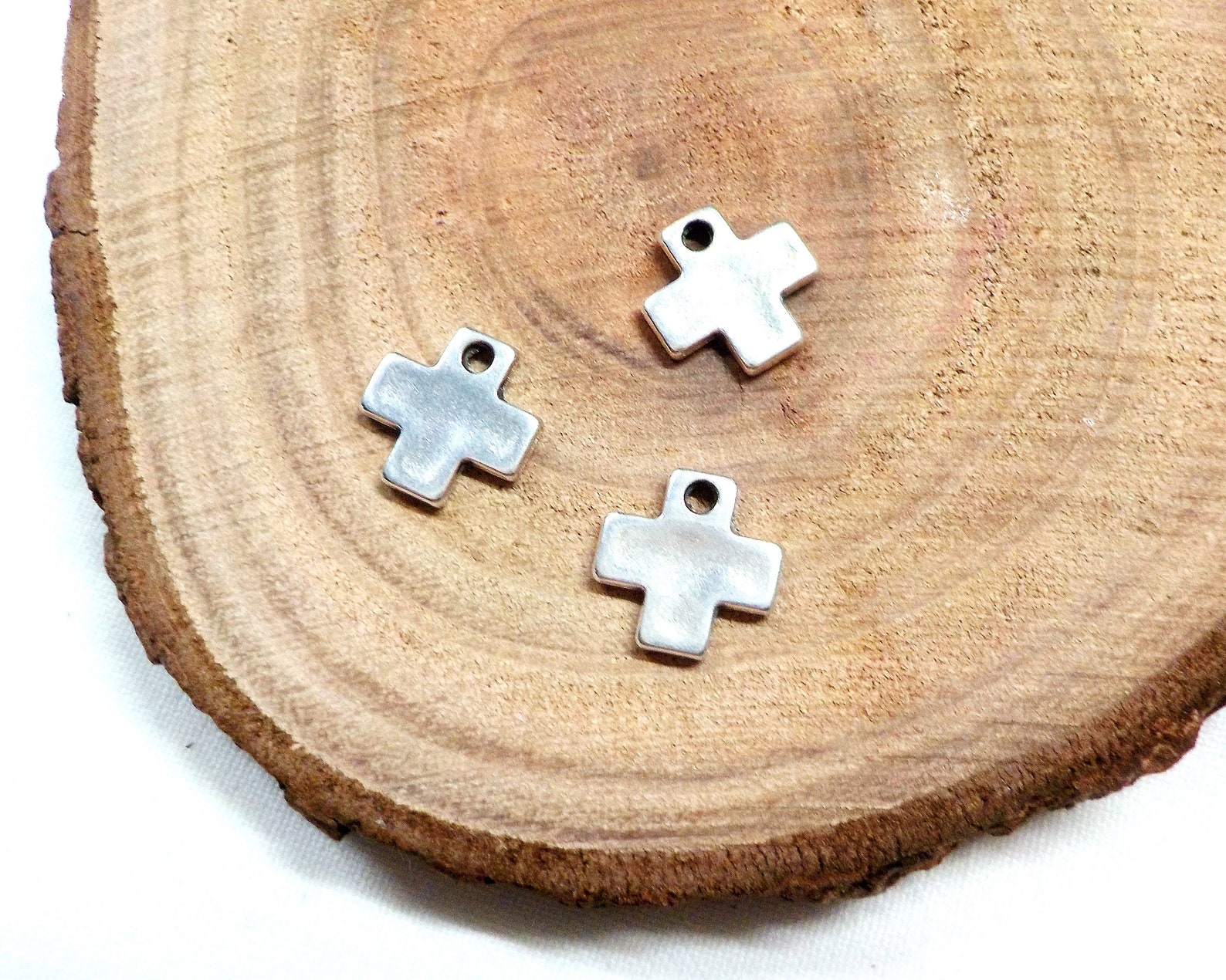 Silver Plated Cross Charm, Small Silver Cross, Delicate Cross Charm ...