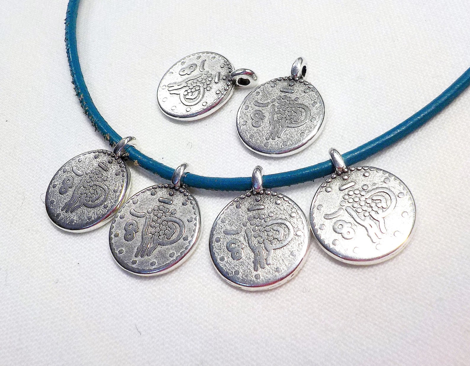 Silver Plated Coin Charm, Ethnic Round Charm, Boho Charm, Necklace ...