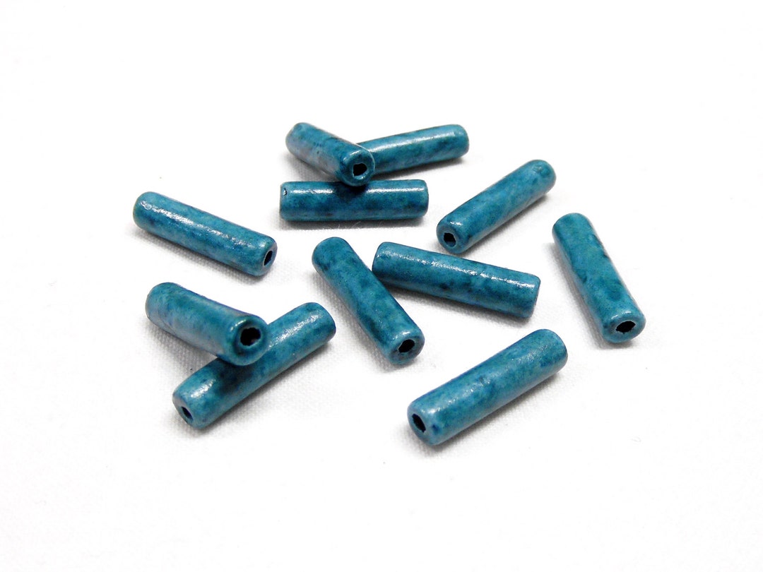 Greek Ceramic Bead Spacer, Tube Slider Ceramic, Washer Ceramic, Blue ...
