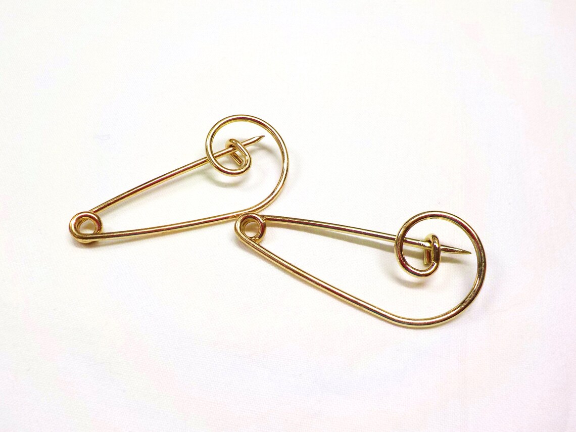 Large Gold Plated Safety Pin, Handmade Safety Pin Brooch, Charm Holder ...