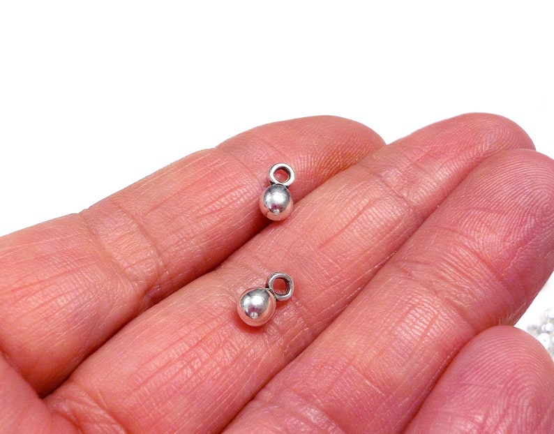 Gold Plated Tiny Balls With Ring, Small Dangle Drop Charms, Chain End ...