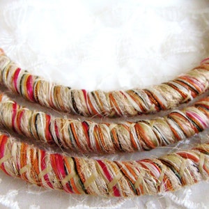 Beige Red Multi Wrapped Thread Rope Cord, Covered Cording, Hemp Twine ...
