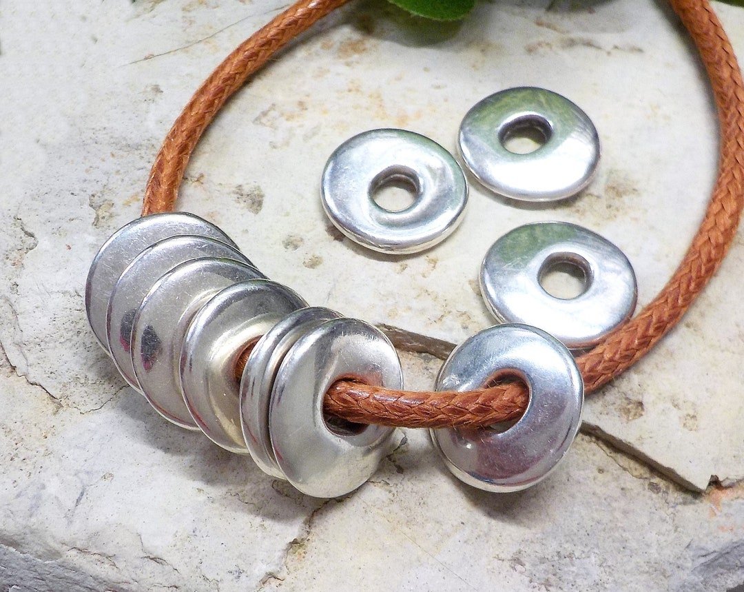 999 Silver Plated Wavy Disc, Spacer Disc, Rondelle Metal Bead ...