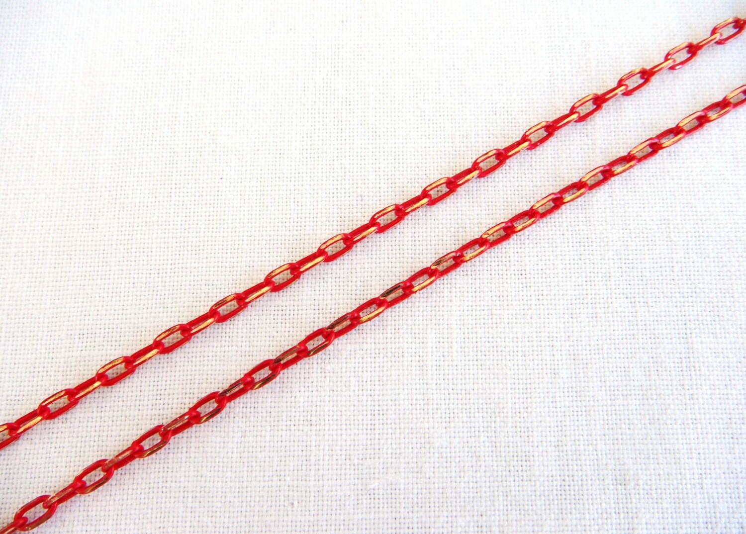 Gold Plated Red Colored Brass Chain Cable Chain | Etsy