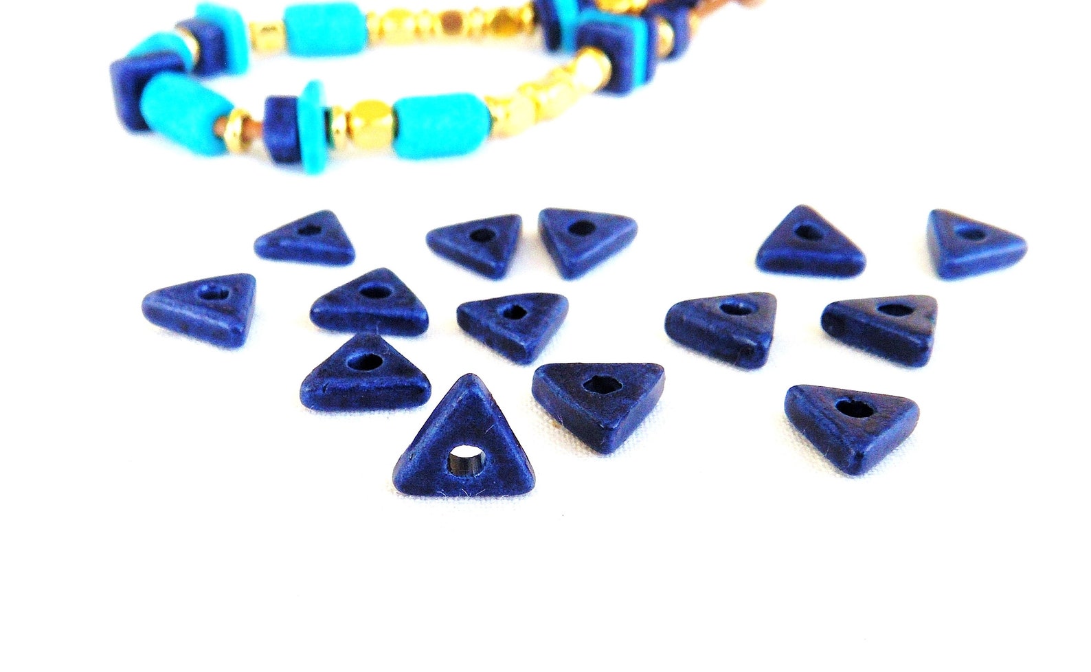 Greek Ceramic Triagle Washers Triangular Beads Dark Blue - Etsy