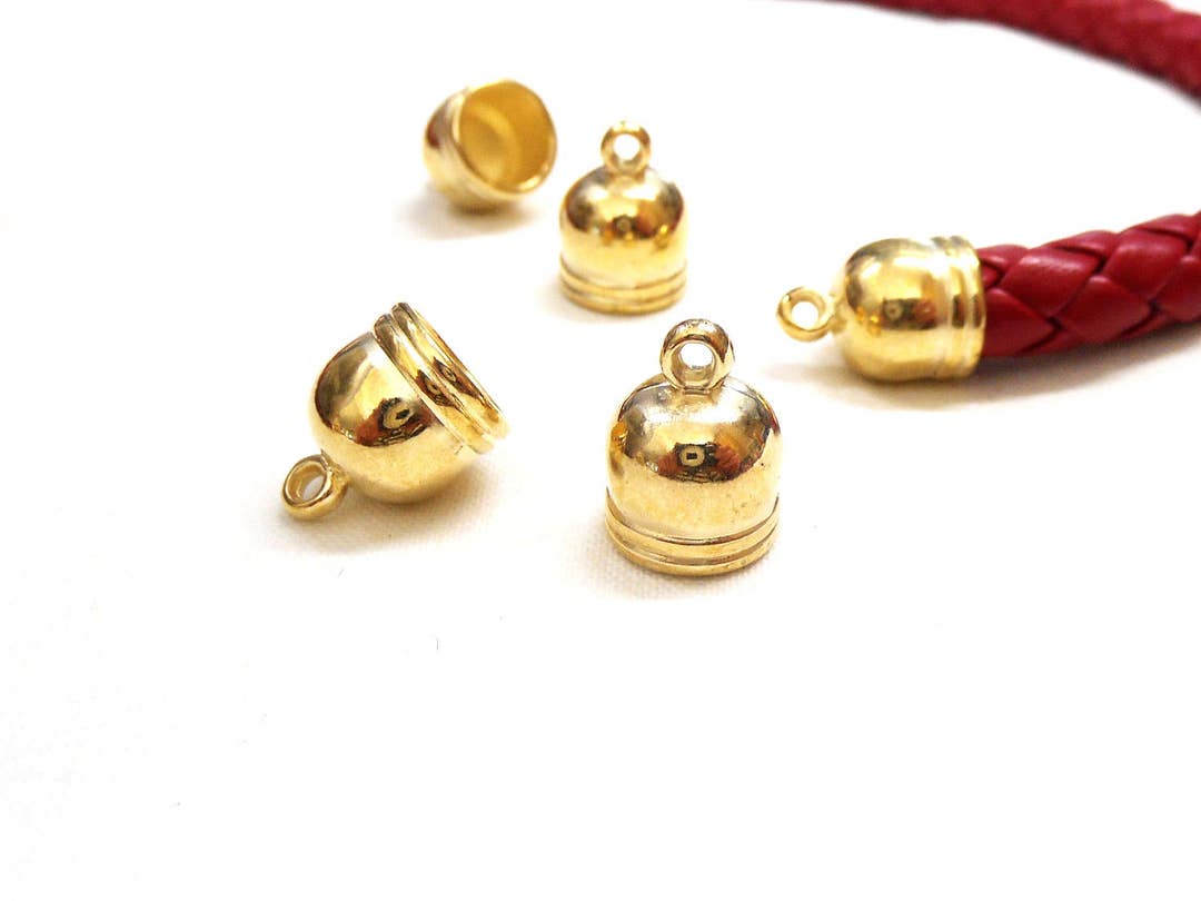 CCB End Caps for 7mm Round Cord, Gold Tone Ends, UV Plated Acrylic ...