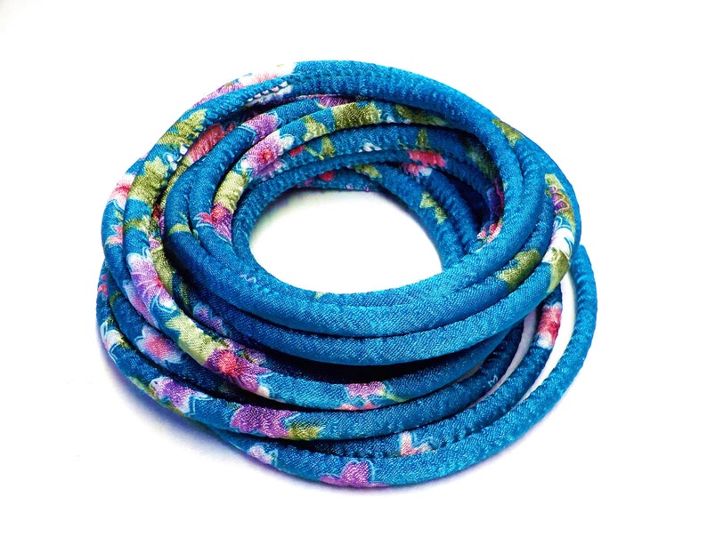Turquoise Japanese Style Fabric Satin Cord Round Floral Cord - Etsy