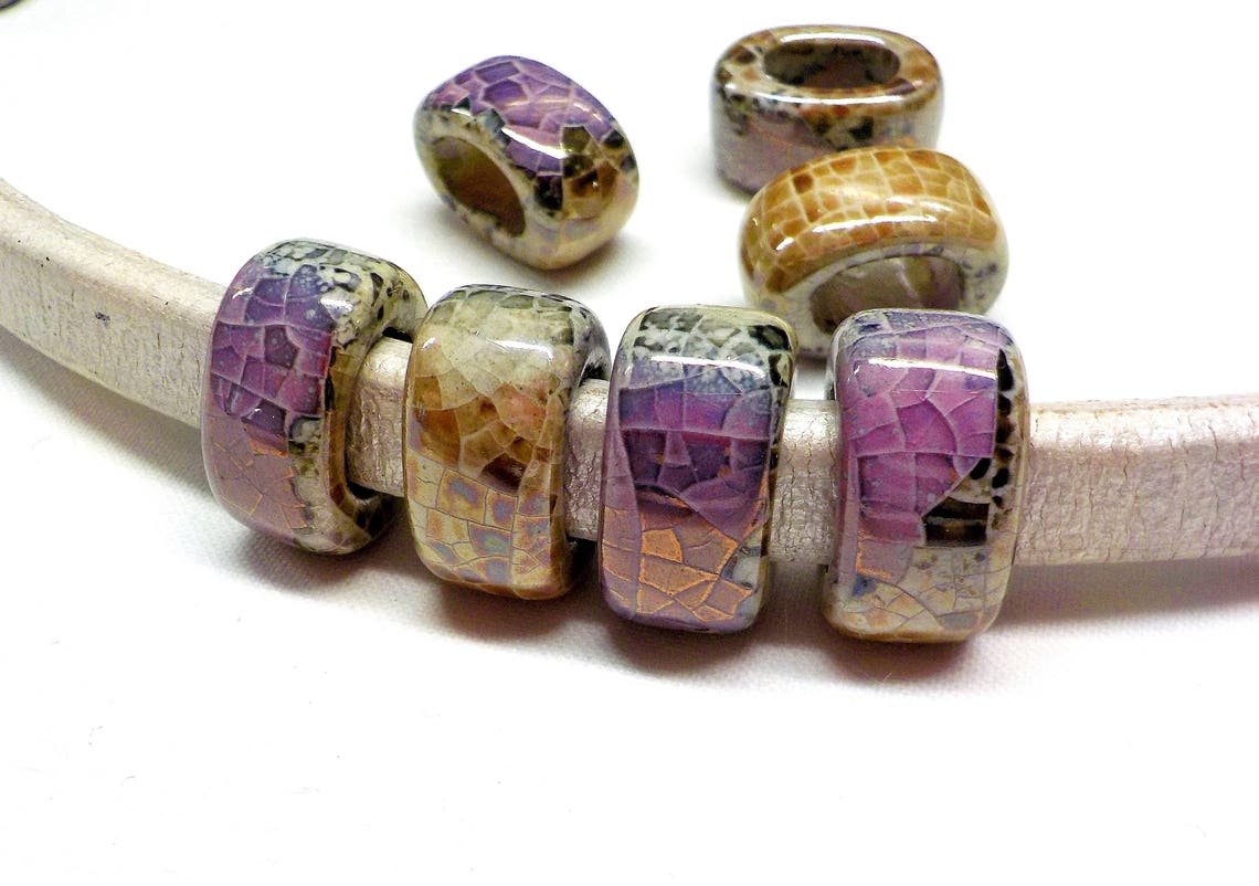 Ceramic Bead Tube Slider for Oval Cord Beige Lilac Purple - Etsy