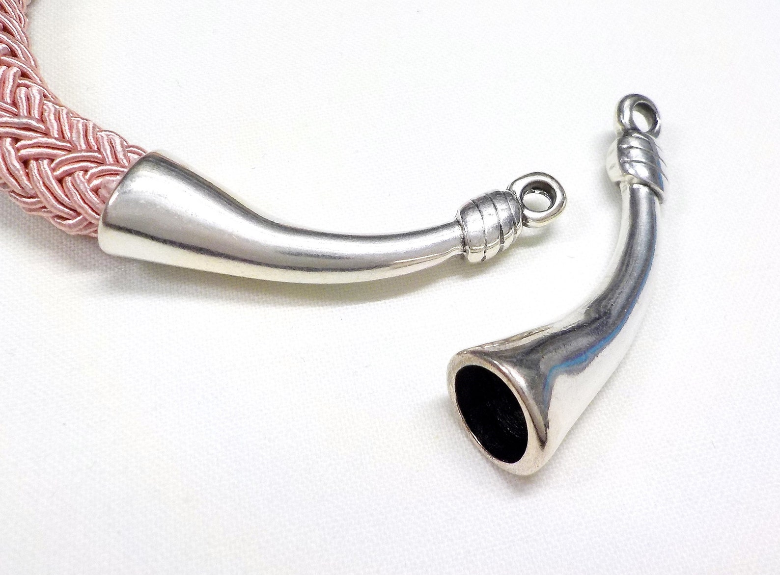 Silver End Cap, Horn Silver End Clasp, Terminal Horn Cap, Cord End for ...