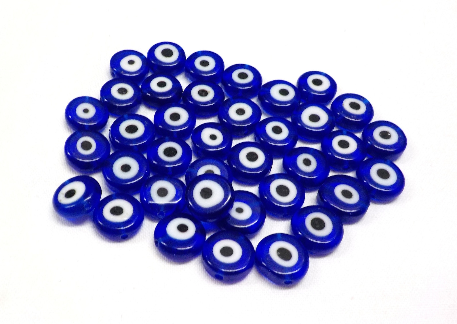 Large Evil Eye Flat Beads, Blue Evil Eye Beads, Good Luck Beads ...
