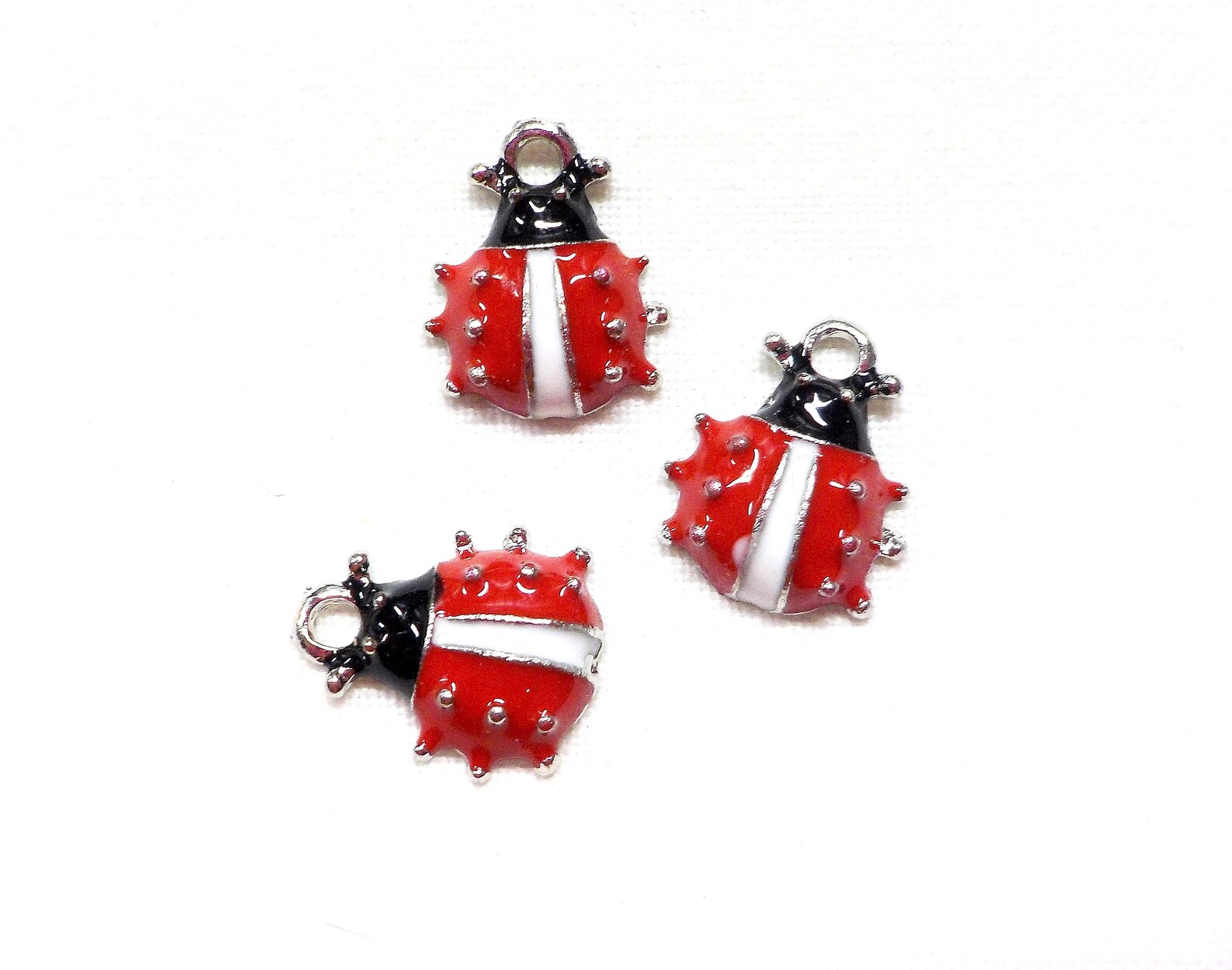 Red Lady Bug Silver Tone Enamel Charm, Red Ladybird Charm, Animal ...