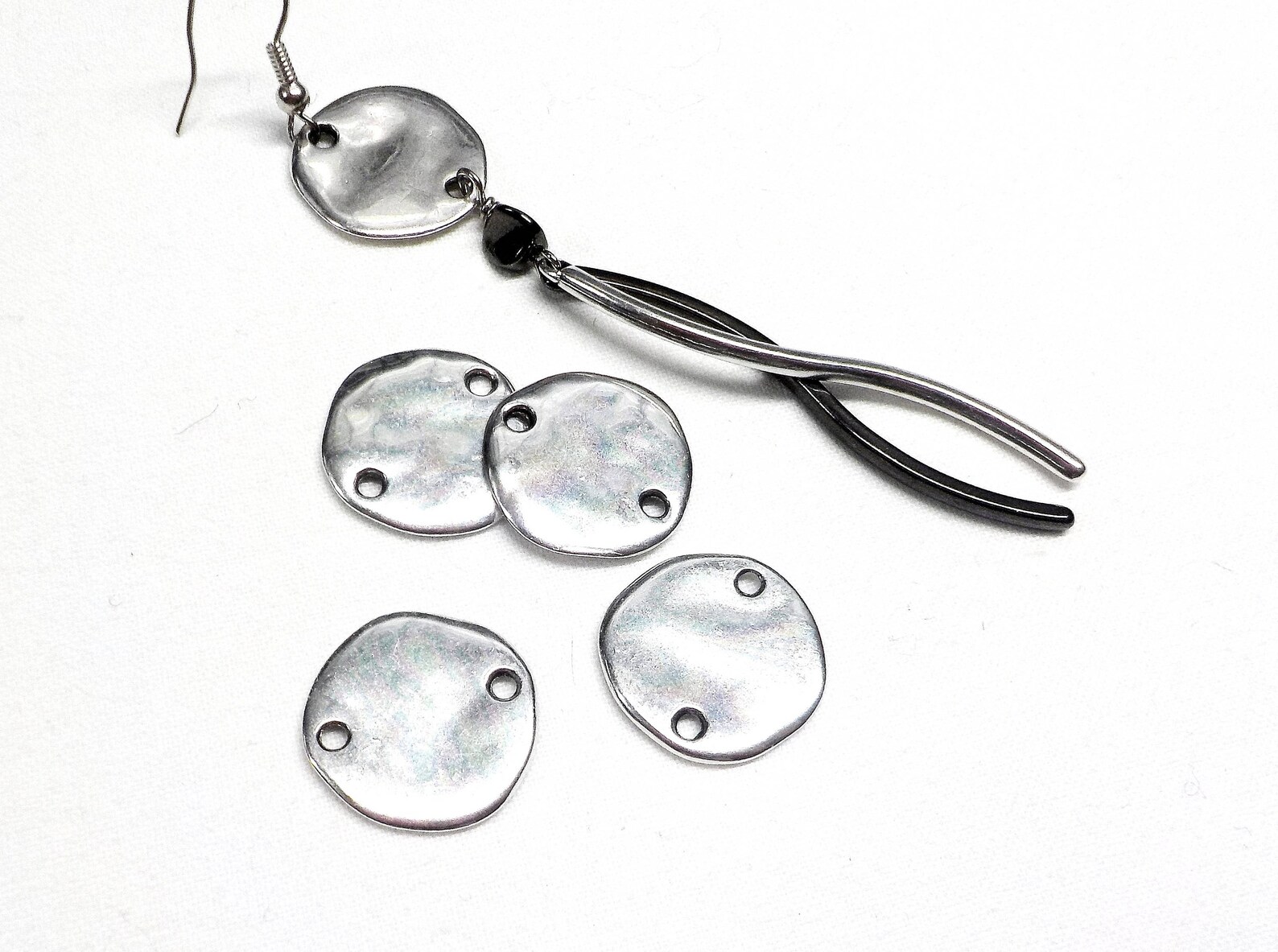 Silver Round Disc Connector Silver Charm Pendant Connector - Etsy