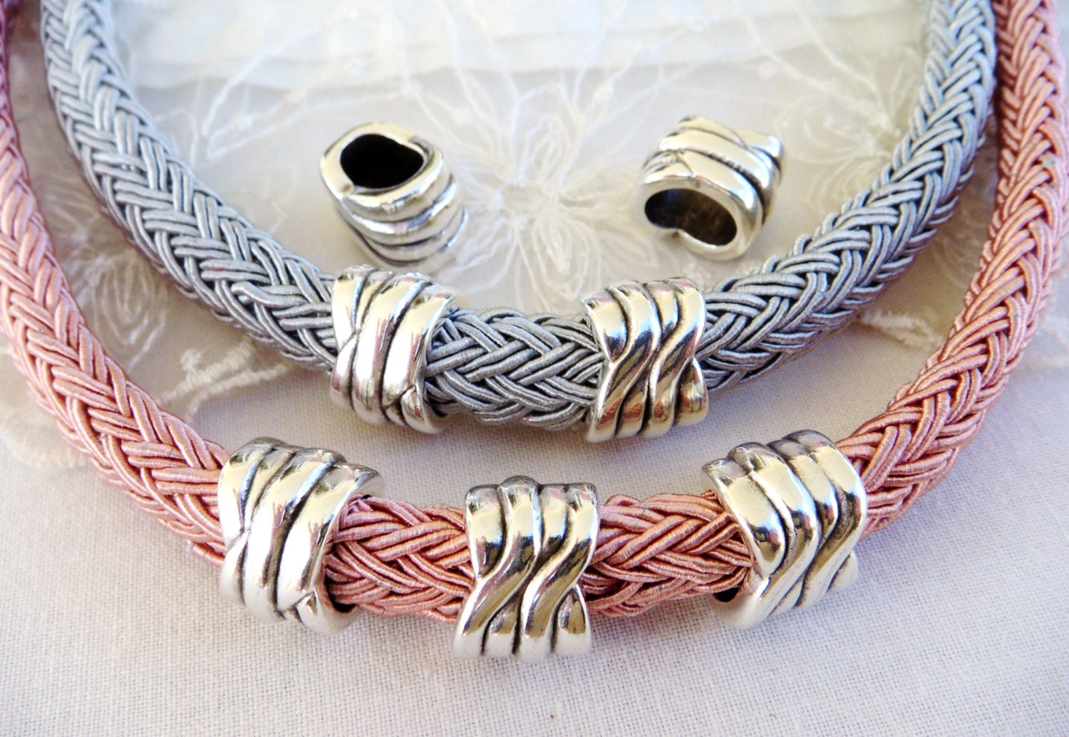 Silver Plated Oval Ring Gold Spacer for Oval Licorice Cord | Etsy